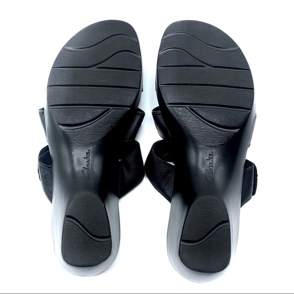 Clarks | Shoes | Clarks Bendable Black Leather Sandals | Poshmark